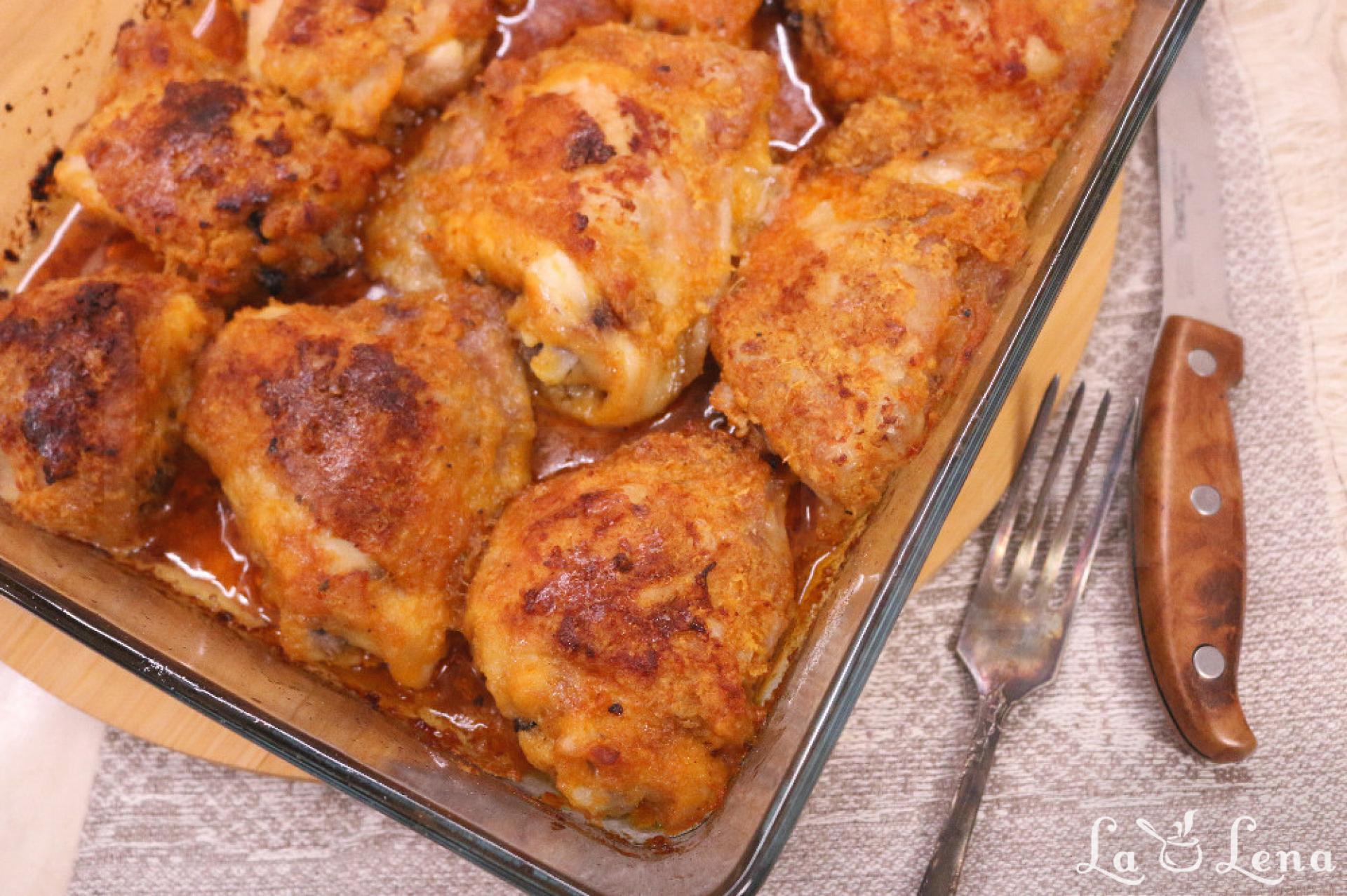 Pui crocant cu unt, la cuptor - rețetă simplă și rapidă - LaLena.ro